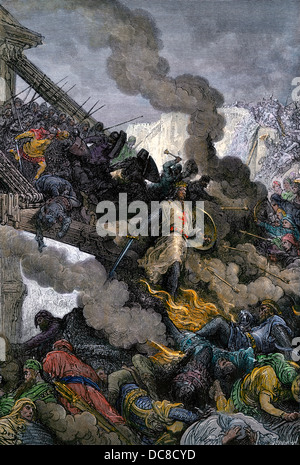 First Crusade. Siege of Jerusalem, 1099. Godfrey of Bouillon enters ...