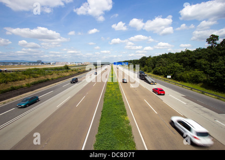 German Autobahn motorway expressway highway traffic Jam truck lorry ...
