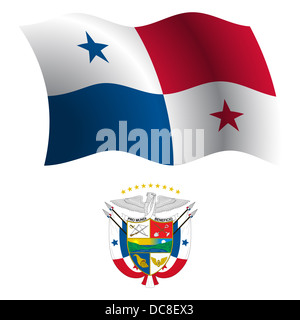 Panama coat of arms and flag, official symbols of the nation Stock ...