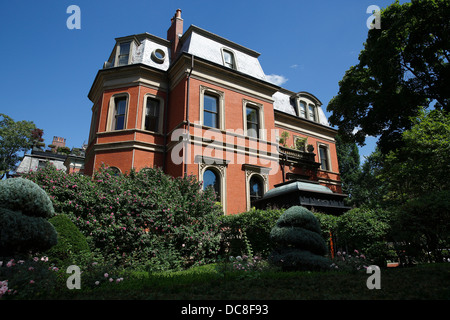 MASSACHUSETTS Boston Red brick mansion in Back Bay neighborhood row of ...