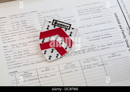 Sumner Family Coat of Arms on Family Tree Lineage Documents USA Stock ...