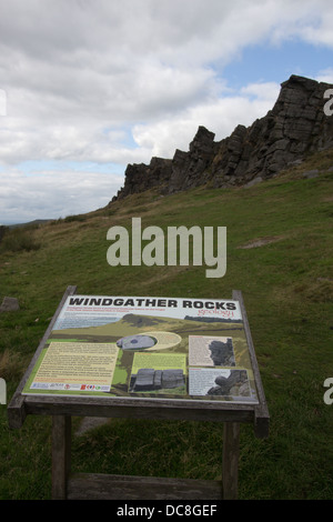 windgather rocks information plaque derbyshire peak district england uk ...