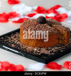 chocolate cake with rose romantic dessert for valentines day Stock ...