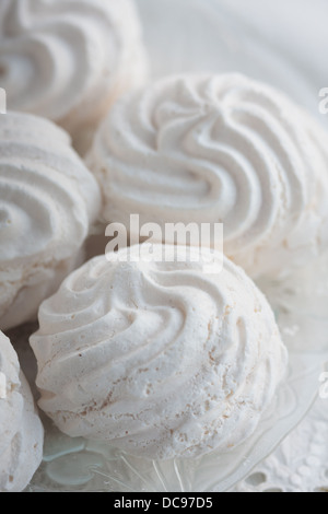 French vanilla meringue cookies on white background with copy space ...