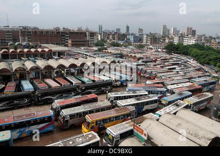 Dhaka, Bangladesh. 13th Aug, 2013. Buses are parked at an inter ...