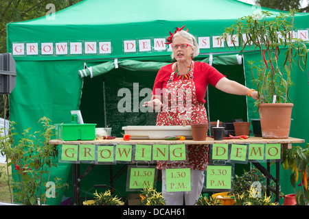 Sarah Wain giving a talk on how to grow chilli plants, at Chilli Fiesta ...