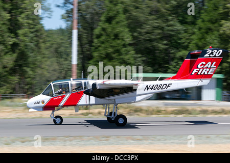 Cal Fire OV-10 Bronco taxis at the Nevada County Air Attack Base prior ...