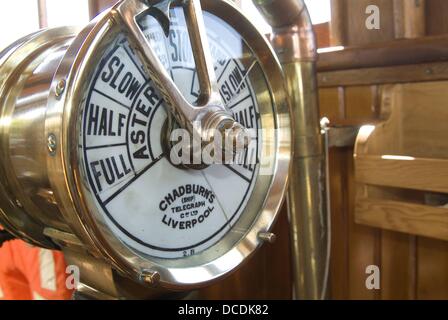 Old engine order telegraph / E.O.T. / chadburn at bridge of ship Stock ...