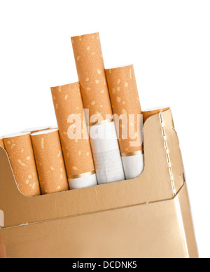 Tobacco smoking. Cigarettes in pack. Harmful deadly habit of smoking ...