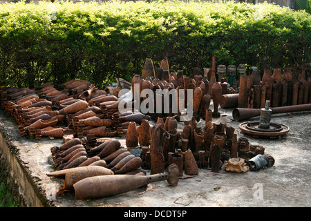 Mortar unexploded ordnance (UXO) from the war on Laos in Phonsavan ...