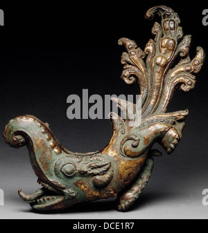 A mythical creature , known as a Makara, on the Hoysaleshvara Temple at ...