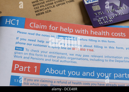 HC1 NHS claim form for help with medical and dental expenses Stock ...