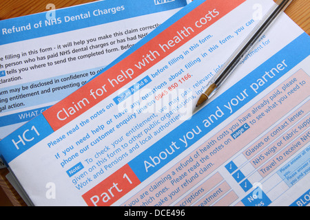 HC1 NHS claim form for help with medical and dental expenses Stock ...