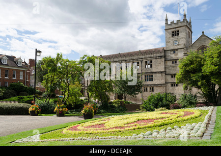 Floral display at Shrewsbury Library, Shropshire, England Stock Photo ...