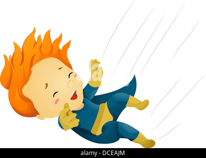Illustration of a Kid Boy Falling Down the Floor Stock Photo - Alamy