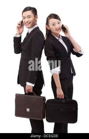 success business woman with briefcase and phone Stock Photo - Alamy
