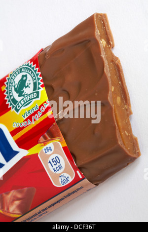 Daim bar broken to show inside set on white background Stock Photo - Alamy