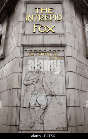 A bas relief sign for the Intrepid Fox in Soho, London, England Stock ...