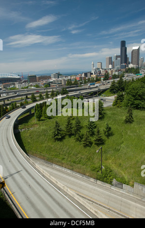 ROUTE 5 INTERSTATE HIGHWAY DOWNTOWN SKYLINE SEATTLE WASHINGTON STATE ...