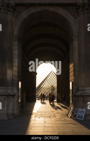 View of famous Louvre museum at sunset. The most visited museum ...