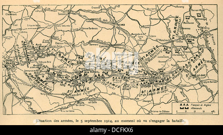 french map of the first battle of the Marne, day four, 8th september ...