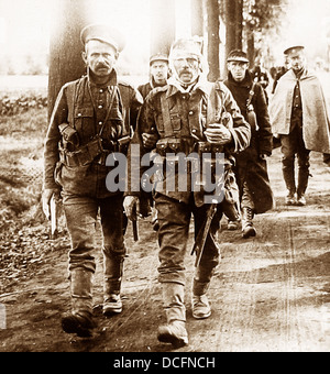 British troops returning from the line on the Western Front in France ...
