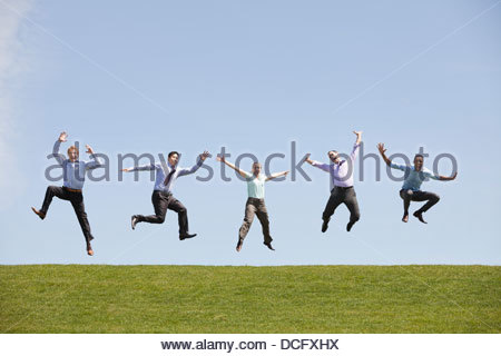 Business People Achievement Success Jumping Celebration Concept Stock ...