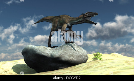 Utahraptor dinosaur, side view on black background Stock Photo - Alamy