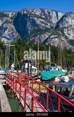 Sailing boats in Squamish Marina at the head of Howe Sound, near ...