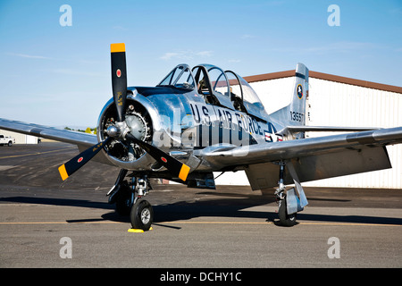 A North American T-28 Trojan parked at Spence Air Base in February 1959 ...