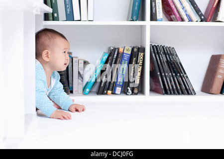a baby crawling under a desk Stock Photo - Alamy