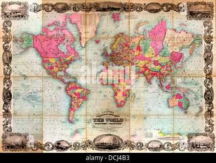 Colton's Map of the World on Mercator's Projection (1858) by J.H ...
