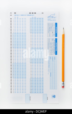 Optical scan answer sheet for a school exam - broken pencil tip Stock ...