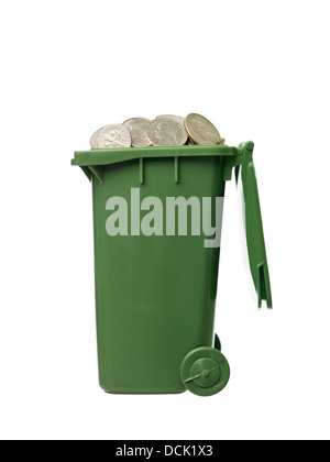 Recycling Bin with coins Stock Photo - Alamy