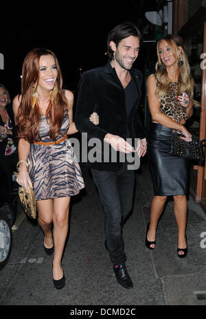 Maria Fowler and Lauren Pope arriving at Balans Restaurant in a pedicab ...