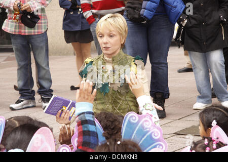Cathy Rigby in costume as Peter Pan greets children from the Garden of ...