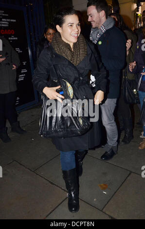 America Ferrera leaving the Garrick Theatre after her 2nd night ...