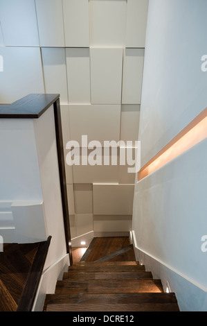 Vertical architectural view of a modern wooden residential house ...