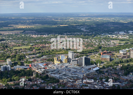 Aerial view of Basingstoke Town centre showing Festival Place Churchill ...