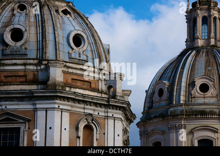 An aerial view of a building with two domes atop each other against ...