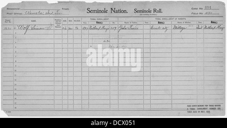 A photograph of the enrollment process for Seminole Census Card 462, a ...