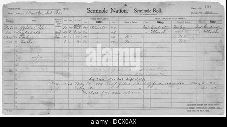 A photograph of the enrollment process for Seminole Census Card 462, a ...