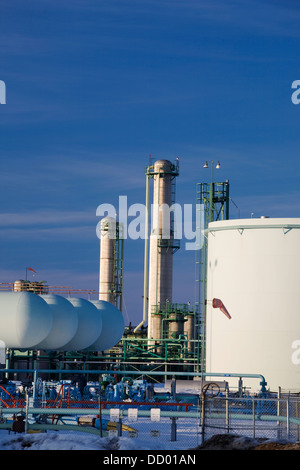 Oil Refinery Tower And Pipes; Fort Saskatchewan, Alberta, Canada Stock ...