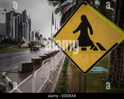 Traffic sign, pedestrian crossing, Doha, Qatar Stock Photo - Alamy