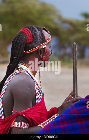 Maasai moran or warrior with spear Stock Photo - Alamy