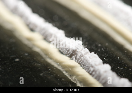 Drug addiction lines rows of powdered cocaine ready to be snorted ...