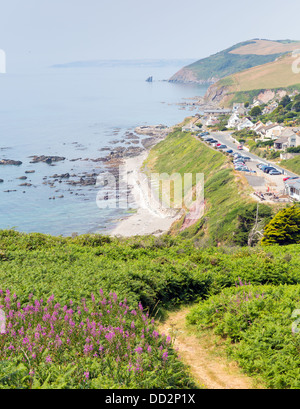 Portwrinkle village and coast Whitsand Bay near Looe Cornwall England ...