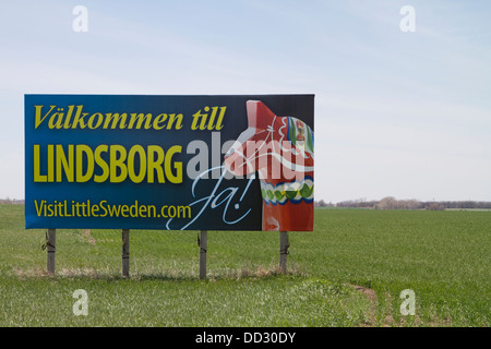 Sign. Welcome to Lindsborg, Little Sweden. Kansas Stock Photo - Alamy