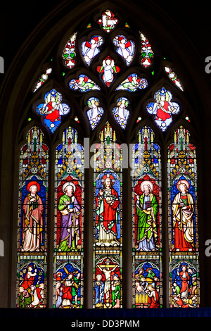 Crucifixion and resurrection stained glass, St. Wilfrid`s Church, Low ...