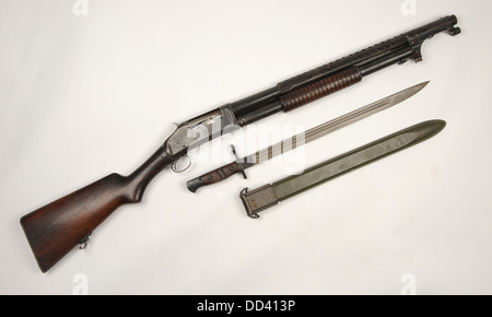 American WWI 12 gauge trench shotgun with M1917 bayonet. The standard ...